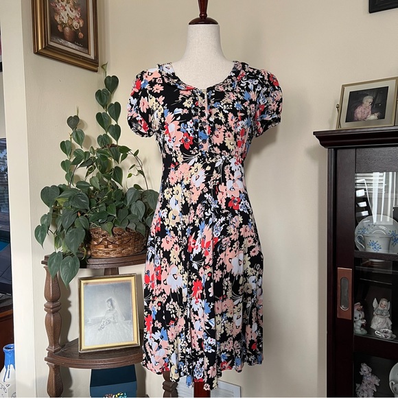 AB Studio | Dresses | Ab Studio Black Floral Dress Sz 8 | Poshmark